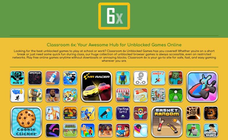 Classroom 6x: Your Go-To Hub for Fun Unblocked Games at School - Piqora.com